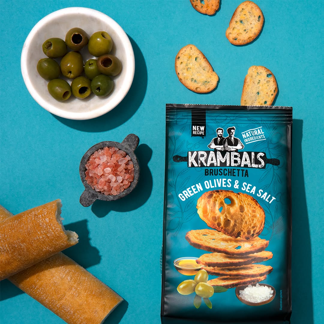 KRAMBALS Bruschetta Green Olives & Sea Salt Crisps 70g - Baked Crisps ...